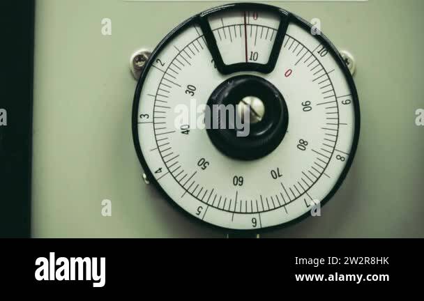 Old scale dial meter rotation from zero to ten round for running count ...