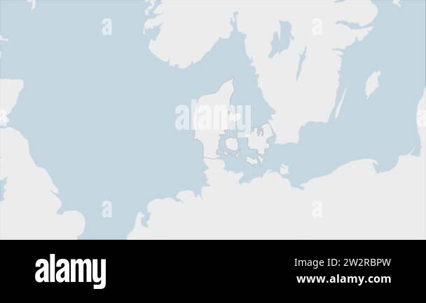 Denmark map highlighted in Denmark flag colors and pin of country ...