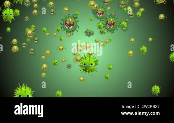 Medical illustration 2d, 3d animation background of cells, bacteria ...