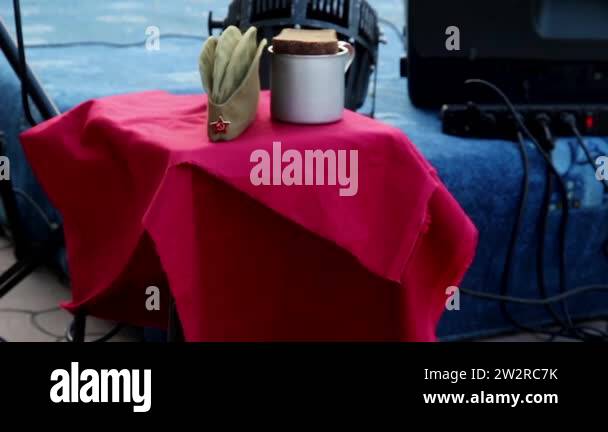 Soviet military field cap on the chair Stock Video Footage - Alamy