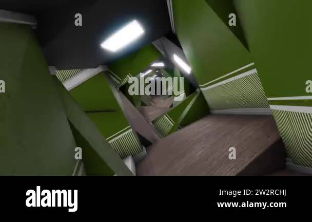Optical illusion of corridor. Animation. Corridor distorted in space ...
