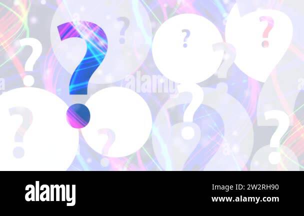 Question marks a stream of luminous particles, a cycle of a stream of luminous particles. light ...