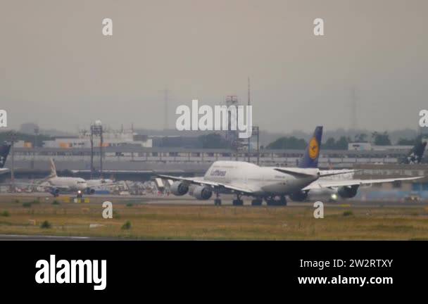 Boeing 747 take-off from Frankfurt Stock Video Footage - Alamy