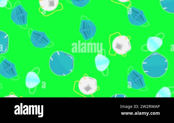 animation of face mask antivurs pretection green screen chroma key flat ...