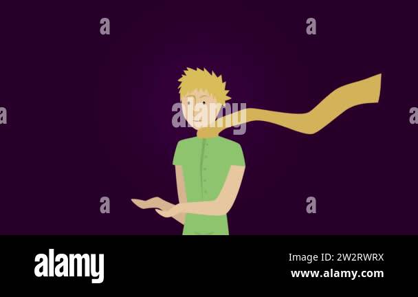 Little Prince standing on his planet with the Fox looking at hologram ...