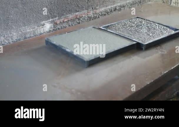 Production of paving tiles. Mini factory. Compaction and molding of ...