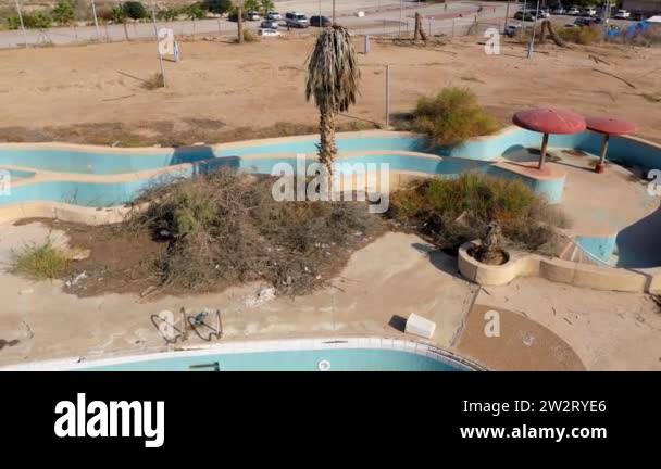 Closed Abandoned water park Aerial view, Dead sea, Israelapocalyptic ...
