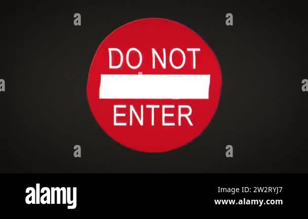Do Not Enter Sign Glitch Video Background/ 4k animation of a vintage ...