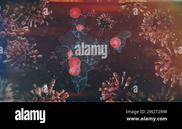 Motion graphics map of India with the localization and spread of the ...