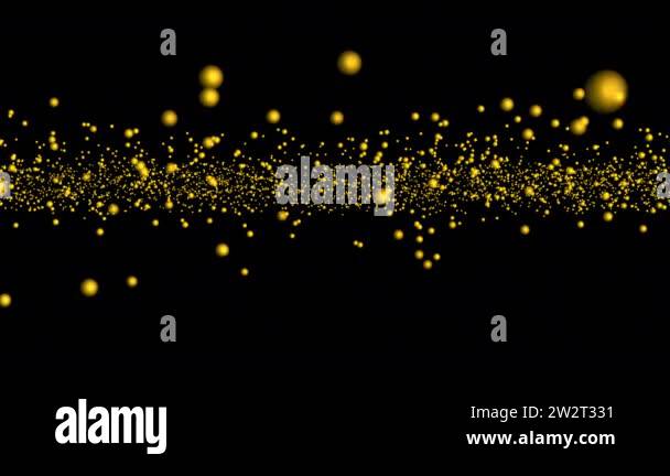 A render of golden dust particles flying along the trajectory of a wave ...