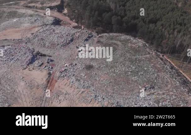 Garbage dump. Aerial view of garbage and waste storage. Birds eye view ...