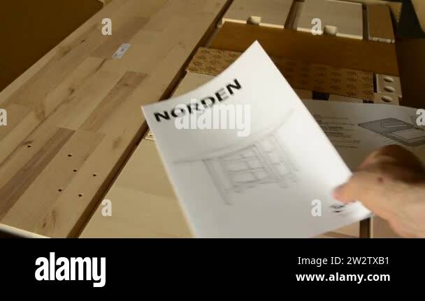 Turin, Italy - July, 2019: Pan on instructions for mounting the Ikea ...