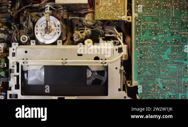 Analog VHS casette Recorder Inside. Internal functions and casette ...