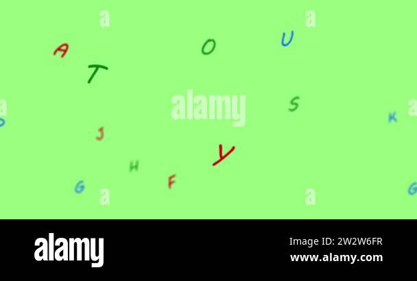Digital animation of multiple colorful english alphabets floating ...