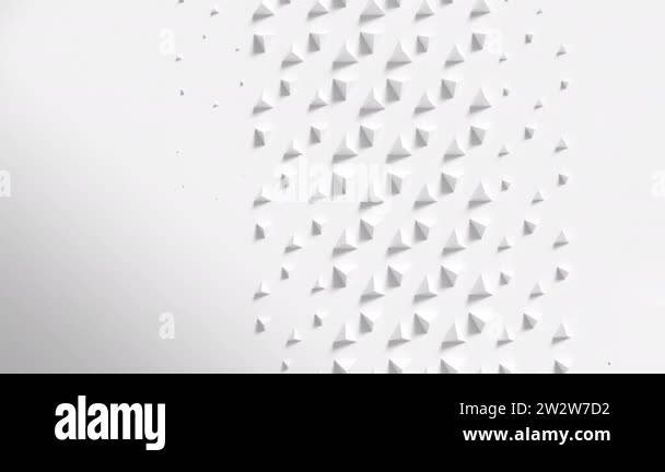 White surface with wave of scaling pyramids with shadows. Extruding shapes animation loop. Clean ...