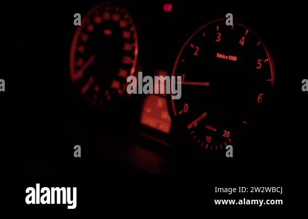 Dashboard in the car. the speedometer arrow moves while the engine is ...