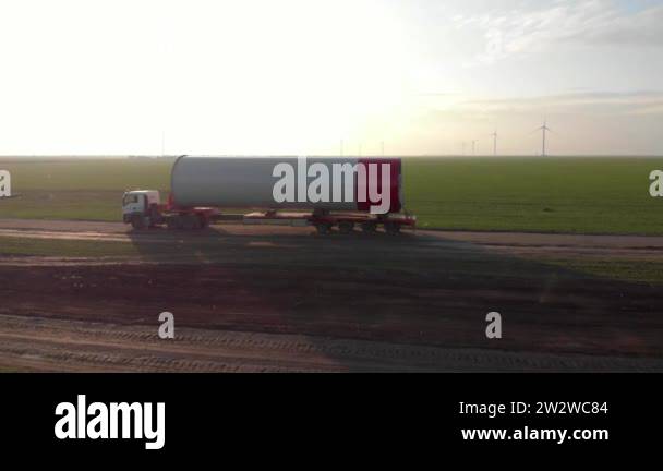 Building process of wind energy power tower, windmill under ...