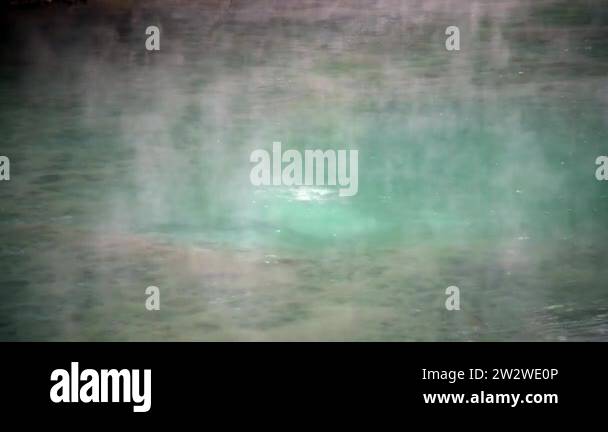 4K, Boiling Hot Water From Thermal Spring in Taiwan. Pools of hot water ...