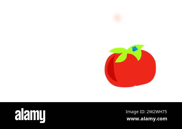 Spinning And Bouncing Elements Creates Red Tomato Drawing Forming With ...