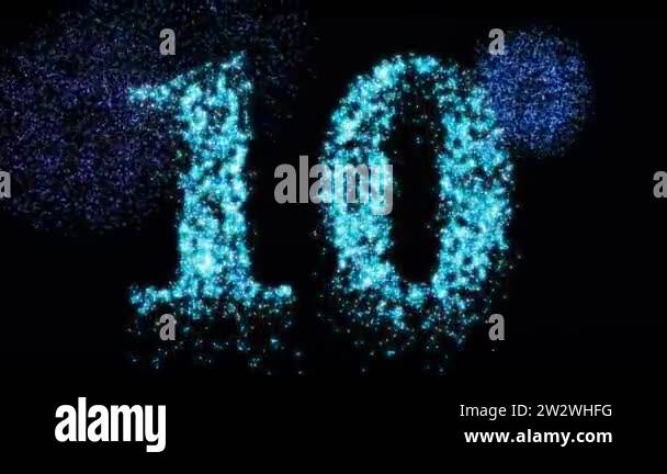 Ten blue firework glow and glitter number. Burning tenth birthday ...