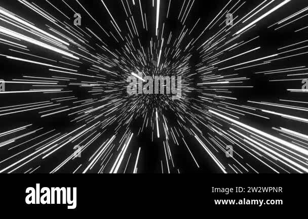 Starry bright glowing lights flying extremely fast lightspeed through ...