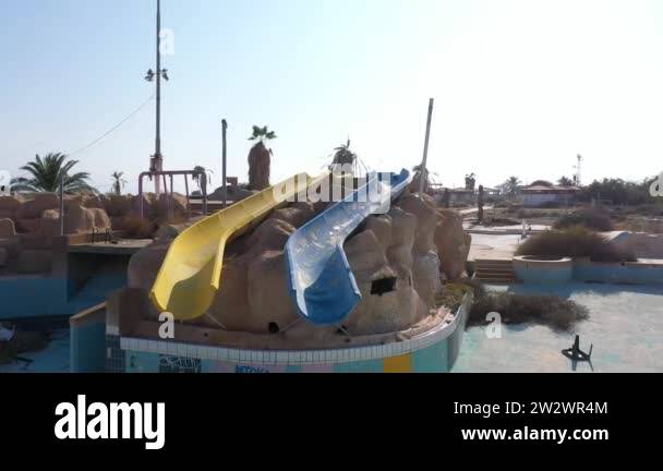 Closed Abandoned water park Aerial view, Dead sea, Israelapocalyptic ...