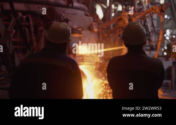 Metallurgist Job Worker In A Steel Plant Hot Molten Metal Pouring ...
