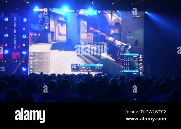 MOSCOW - 23th DECEMBER 2019: esports event. Big crowd on a stadium. Big ...