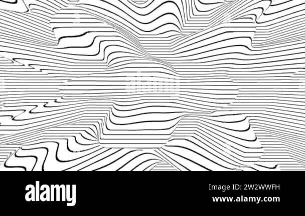 3D Render noisy surface with abstract black and white striped texture ...