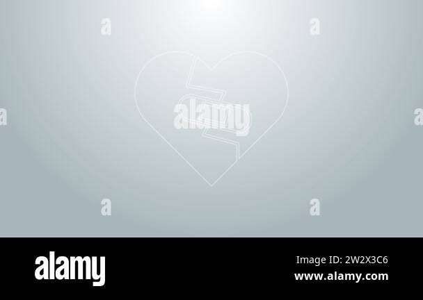 Blue line Healed broken heart or divorce icon isolated on grey ...