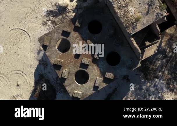 old destroyed factory, farm, plantation. the city after a natural ...