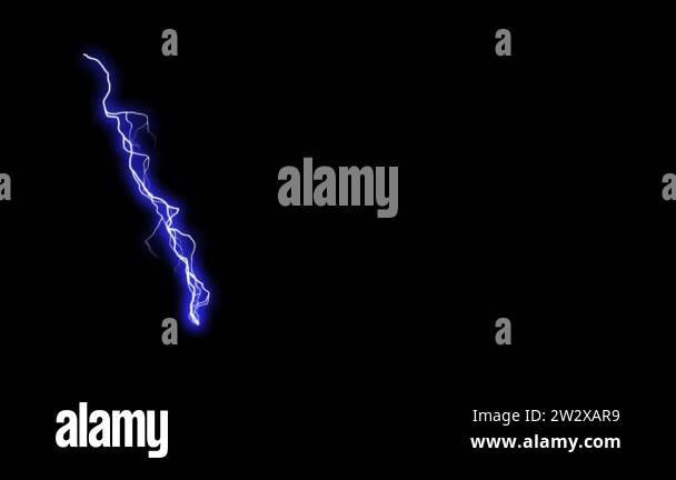 Realistic Lightning strike animation over a black colored background ...