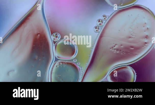 Movement oxygen bubbles in a liquid. Beautiful structure of water in ...