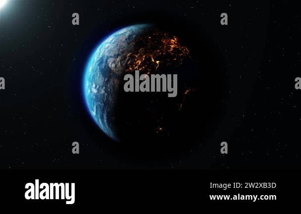 Realistic Motion Graphics of Planet Earth Rotating in the Night Loop Animation Stock Video ...