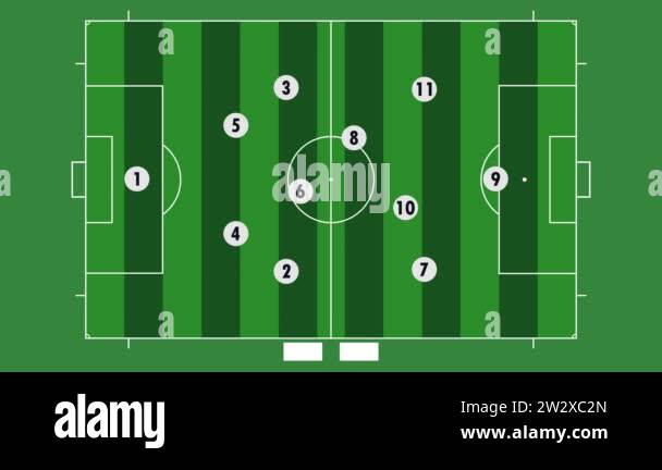 Tactical animation on the football field. Players' position changes in ...