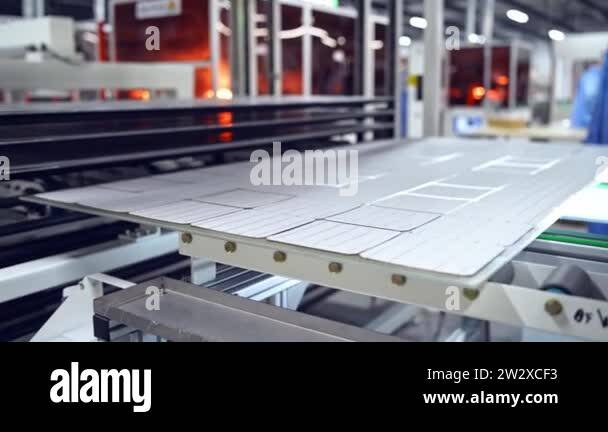 Automated factory equipment of energy device at work. Special machine ...