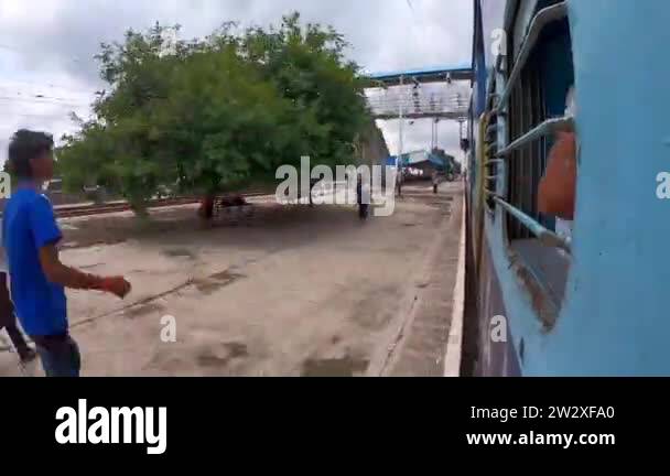 Chennai express train crossing Saidapur railway station platform. Time ...