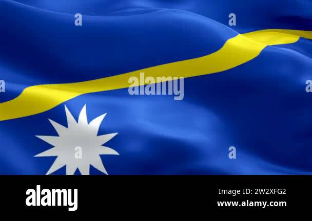 Nauru waving flag. National 3d Nauruan flag waving. Sign of Nauru island seamless loop animation ...