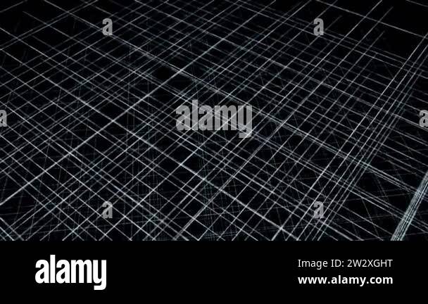 3D space with grid of lines. Animation. Multi-level grid of thin lines ...