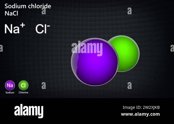 Sodium chloride, commonly known as salt, is an ionic compound with the chemical formula NaCl. 3D ...