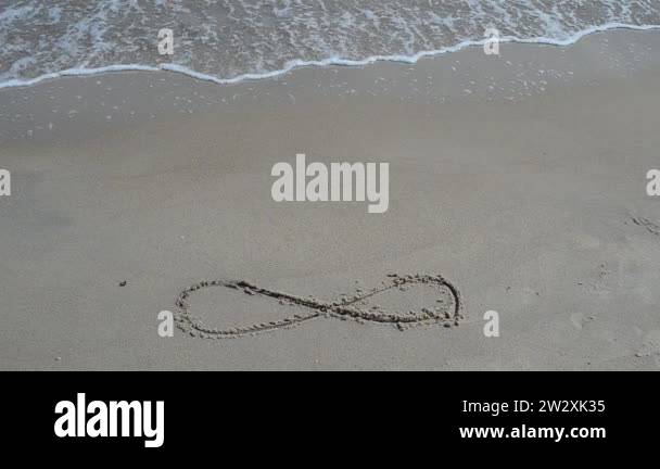 Sign infinity on sand, the beach. Shooting on the beach Stock Video ...