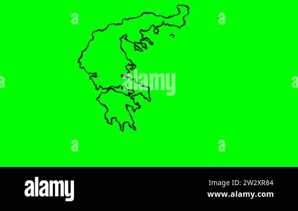 Greece drawing colored map green screen isolated Stock Video Footage ...