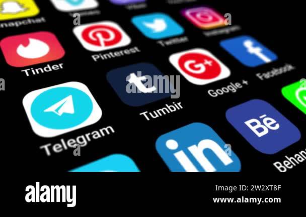 Motion graphic video animation illustrating social media apps with ...