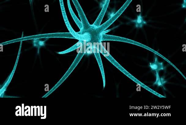Neon neuron cells on the black background. Lopable animation 4k Stock ...