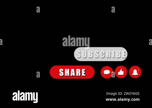 Subscribe, Bell, Share, Comment, like Button Animation Clip with ...