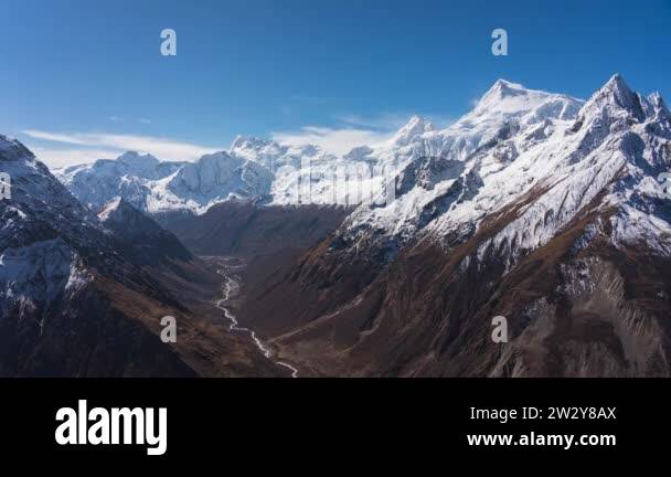 Time lapse of Manaslu mountain peak, eighth highest peak in the world ...