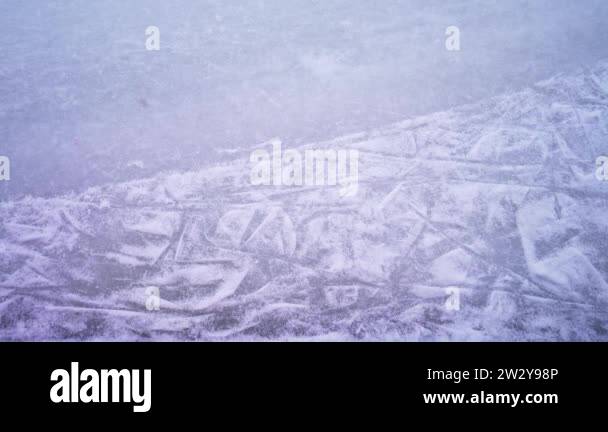 Ice surface. Top View Of Frozen Water Surface. Lines And Patterns In ...