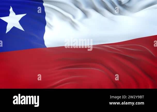 Chile flag waving in the wind with highly detailed fabric texture ...