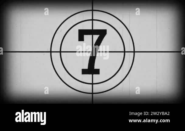 Countdown leader, vintage old and retro countdown 10 - 0. 4K countdown ...