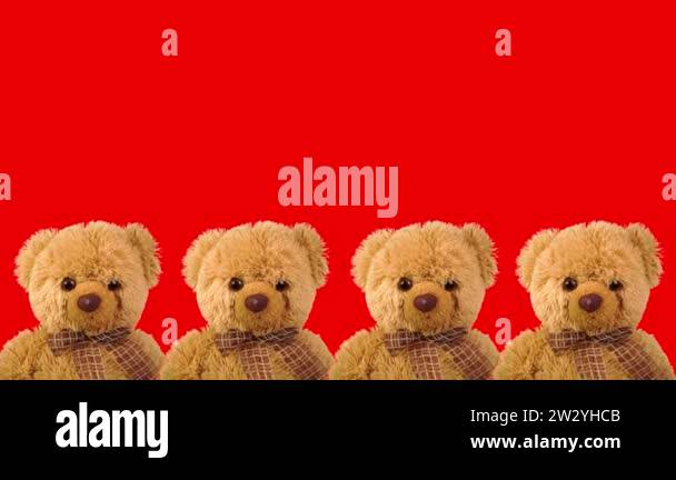 Teddy bears on a red background. Chroma key. Green screen. Children's ...